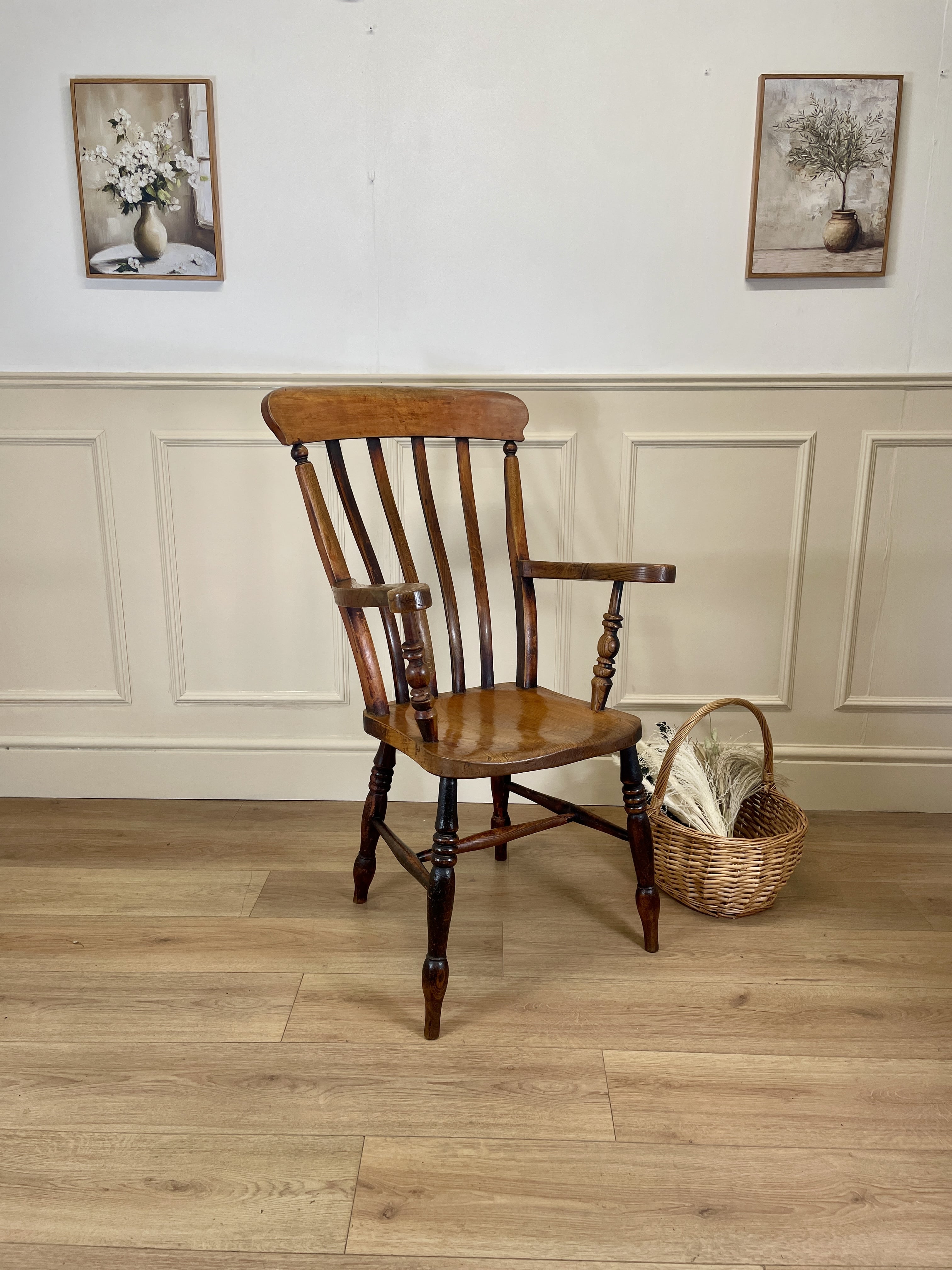 Antique Victorian Farmhouse Lathe Back Arm Chair | Taylors Antiques ...
